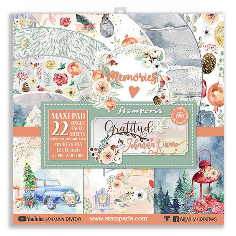 Set de papier 30x30 Gratitude 22 feuilles - Stamperia