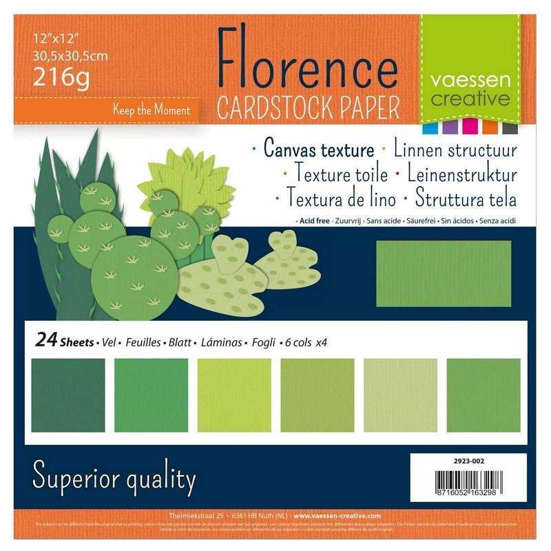 Multipack Papier 30x30 Texturé Vert 24f – Florence de Vaessen Creative