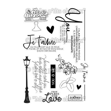 Tampons clear Je T'aime - French Kiss – Mes P'tits Ciseaux