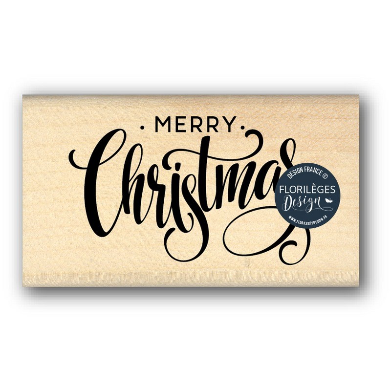 Tampon bois Merry Christmas - Florilèges Design