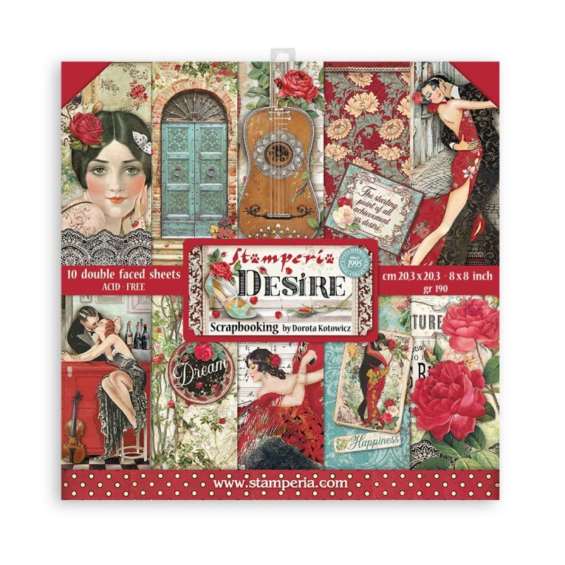 Set de papier 20x20 Desire 10 feuilles - Stamperia