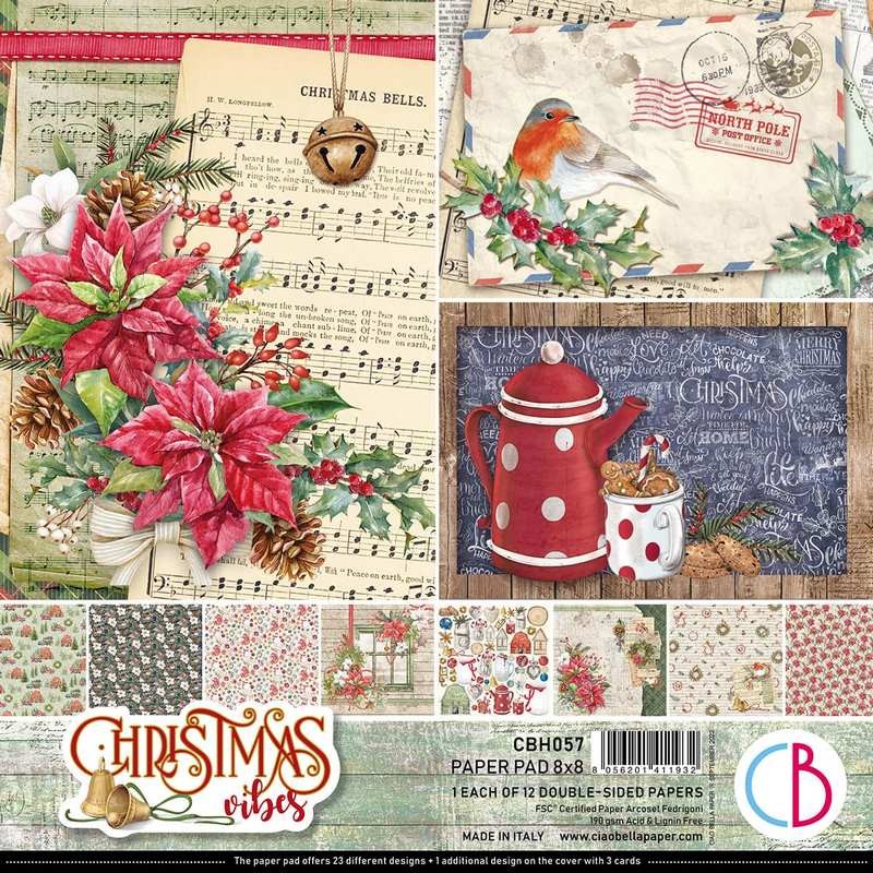 Set de papier 20x20 Christmas Vibes 12 feuilles – Ciao Bella Papercrafting