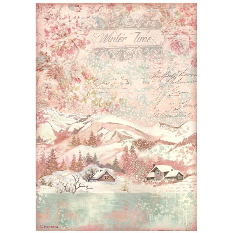 Papier de riz A4 Winter Time - 1 feuille - Sweet Winter - Stamperia