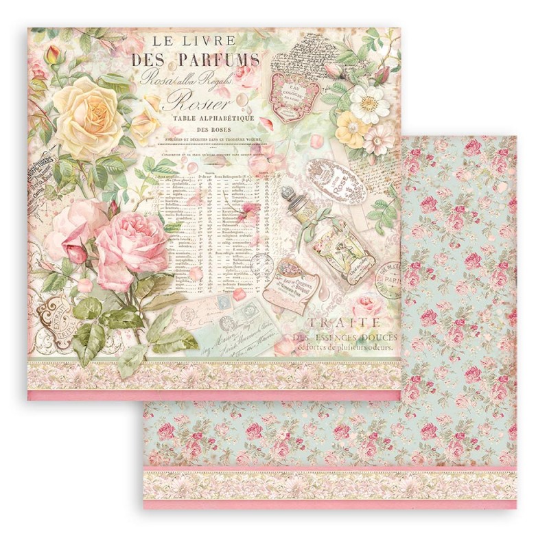 Papier 30x30 Le livre de parfum 1f - Rose Parfum - Stamperia